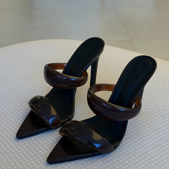 Malibu – Tamanco Feminino Vinil Salto Alto Bico Fino Rocha – Not-Me Shoes