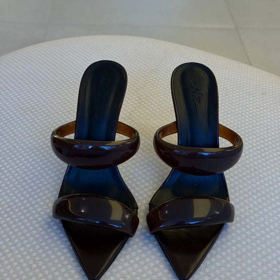 Malibu – Tamanco Feminino Vinil Salto Alto Bico Fino Rocha – Not-Me Shoes